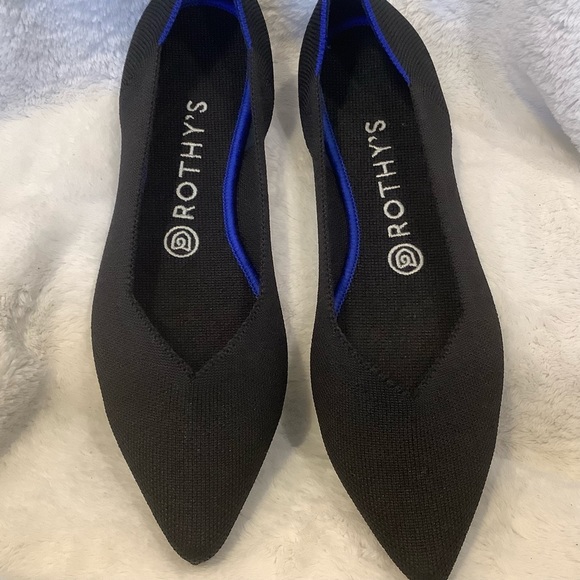 Rothy's | Shoes | Rothys The Point Black Solid Textile Ballet Flats ...